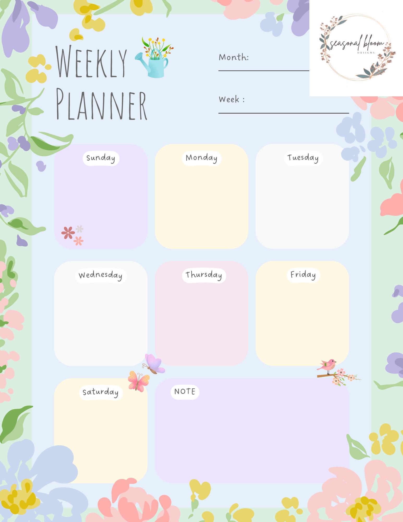 Spring Weekly Planner 2025 Printable – Pastel Floral Digital Download ...