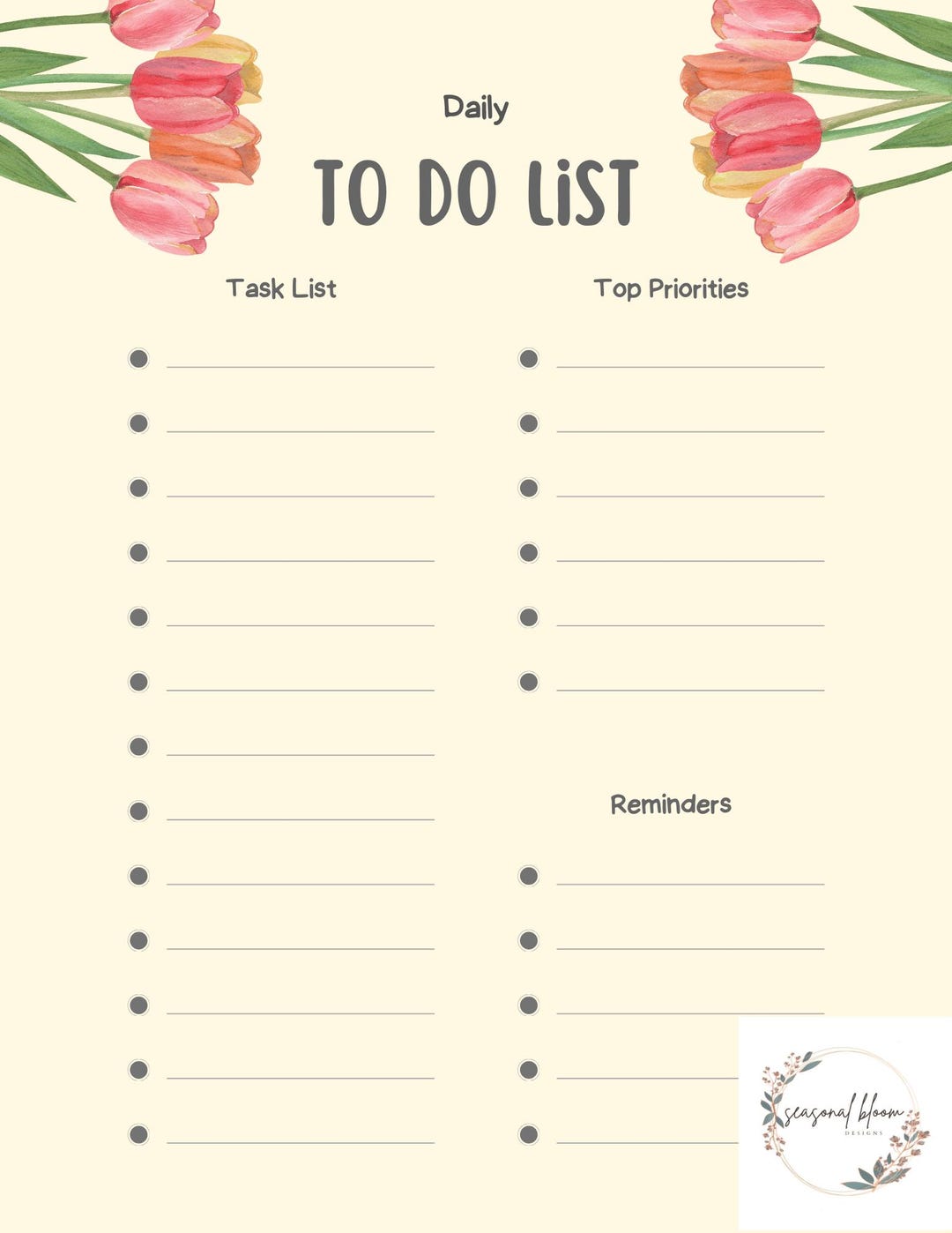 Spring Daily to Do List Printable – Pastel Floral, Instant Digital ...