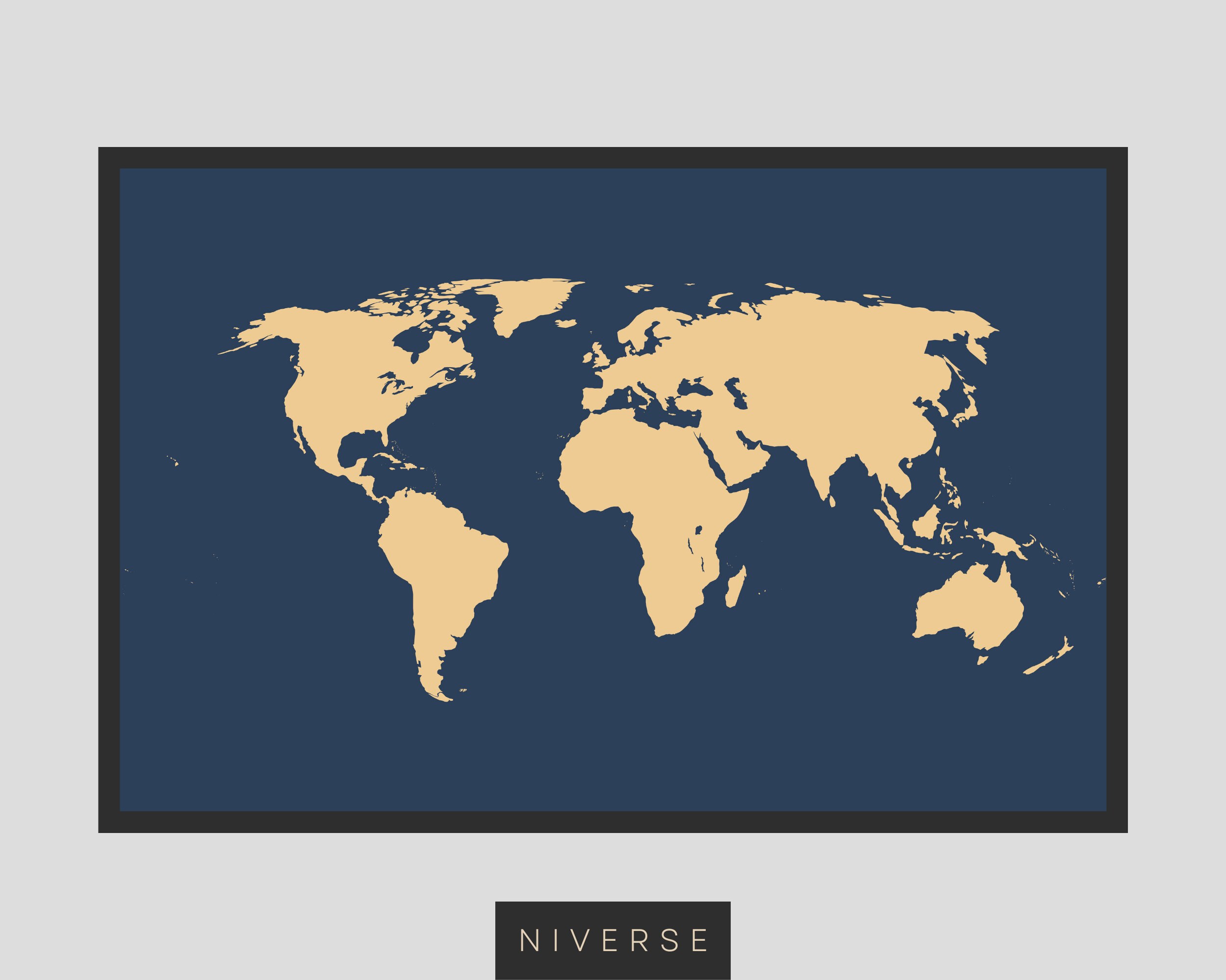 World Map Digital Print Simple Modern Minimalist Instant Download ...