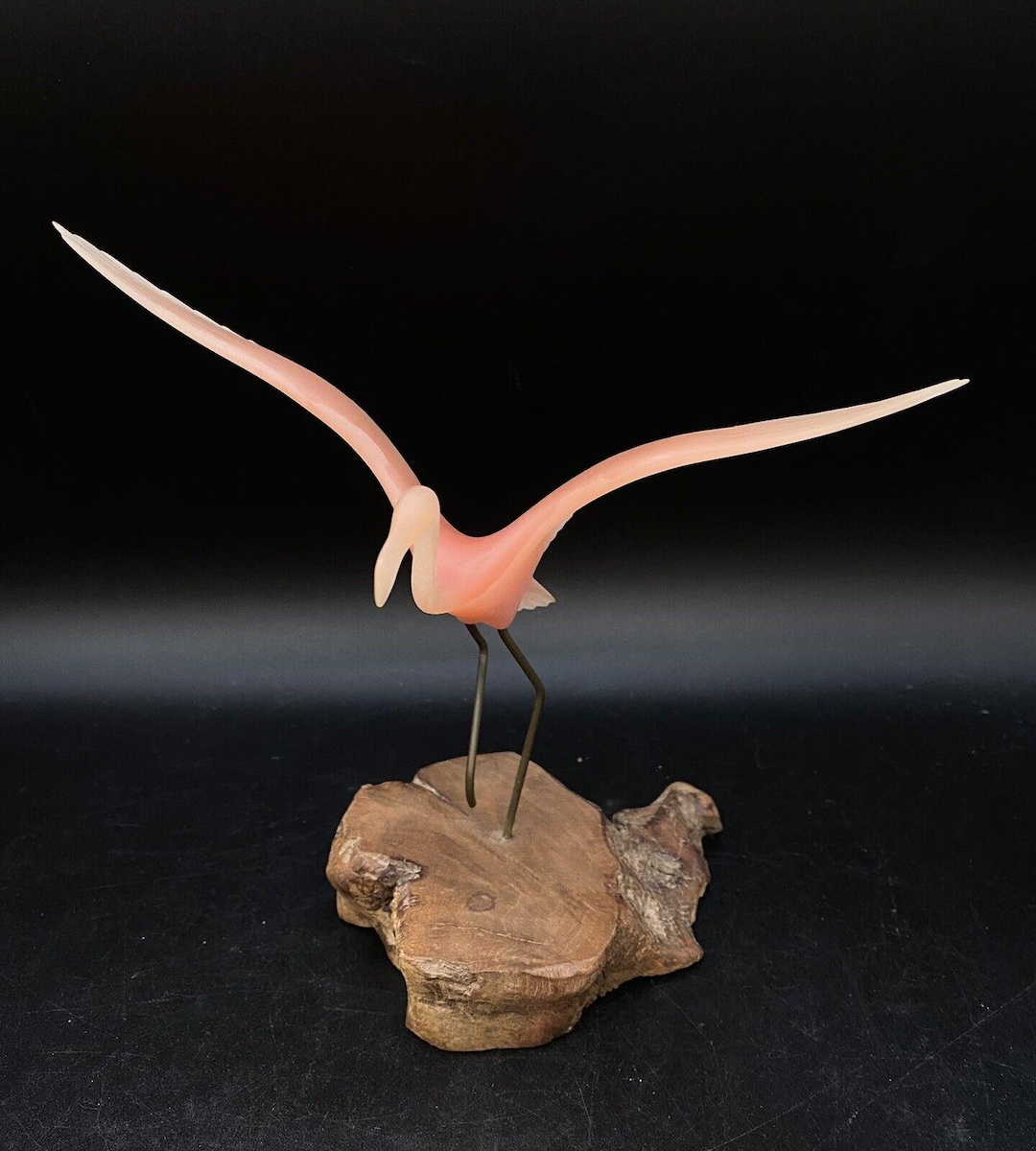 JOHN PERRY Sculpture Pink Flamingo Bird Burlwood Vintage - Etsy