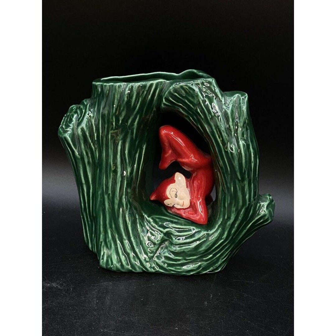 Gilner California Red Pixie Elf Tumbling Green Tree Large Stump Planter ...
