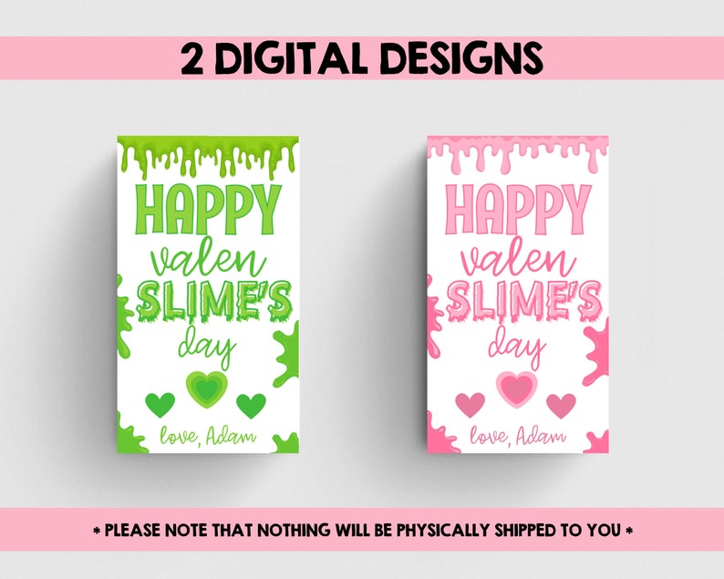 Slime Valentine's Day Tag: Printable Kids Valentines Card (digital ...