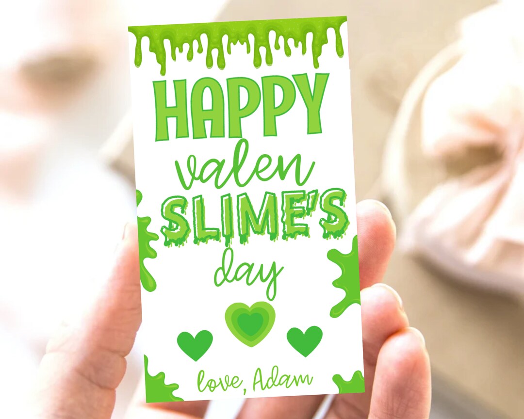 Slime Valentine's Day Tag: Printable Kids Valentines Card (digital ...