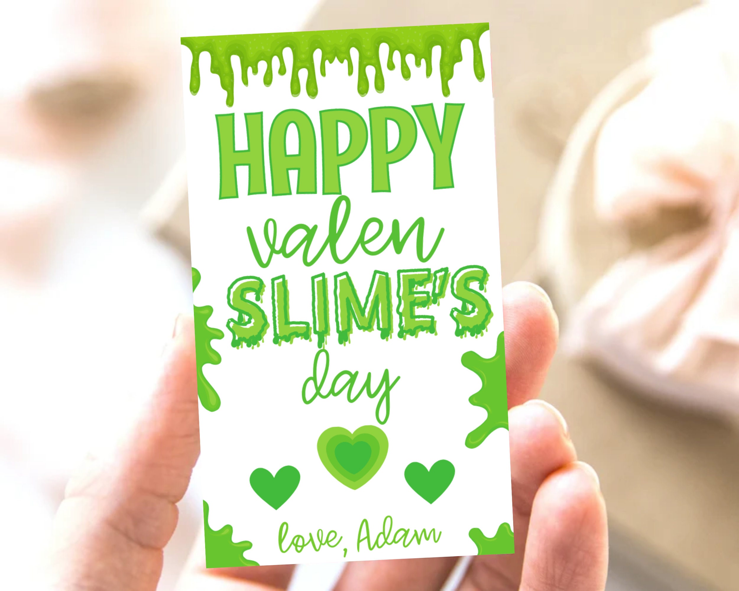 Editable Slime Valentine's Day Printable Tag, Non Food Valentine ...