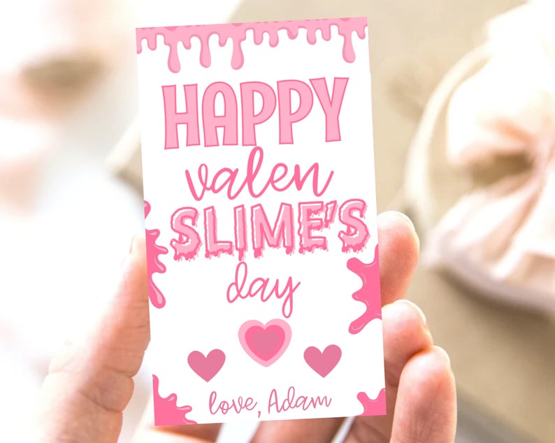 Editable Slime Valentine's Day Printable Tag, Non Food Valentine ...