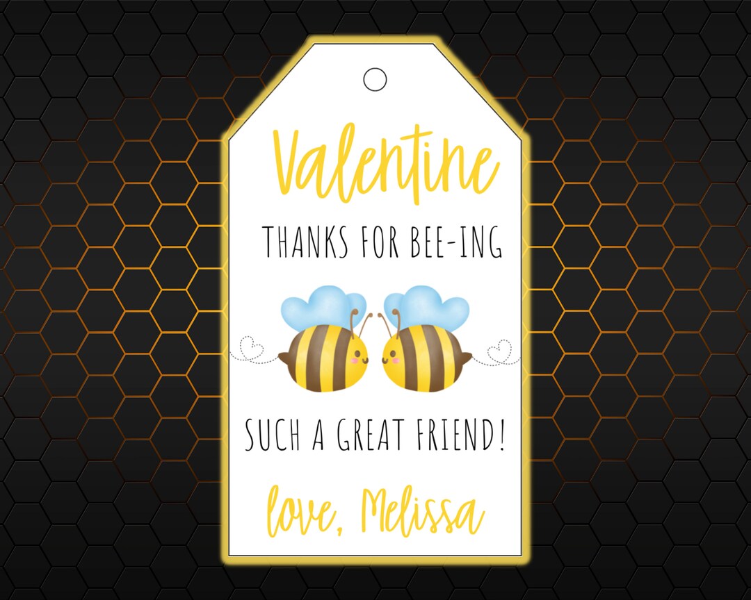 Editable Bee Valentine Gift Tags: Printable Favor Labels (digital ...