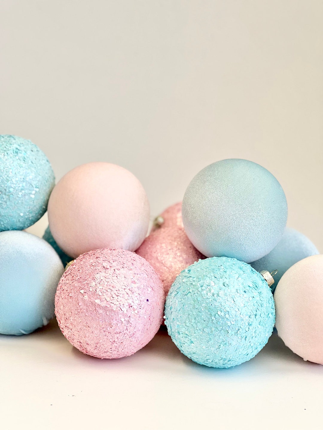 12 Pcs Pastel Christmas Ornaments, Handmade Balls, Christmas ...