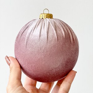 Mauve Blush Christmas Ornament, Handmade Velvet Balls, Christmas Ball ...
