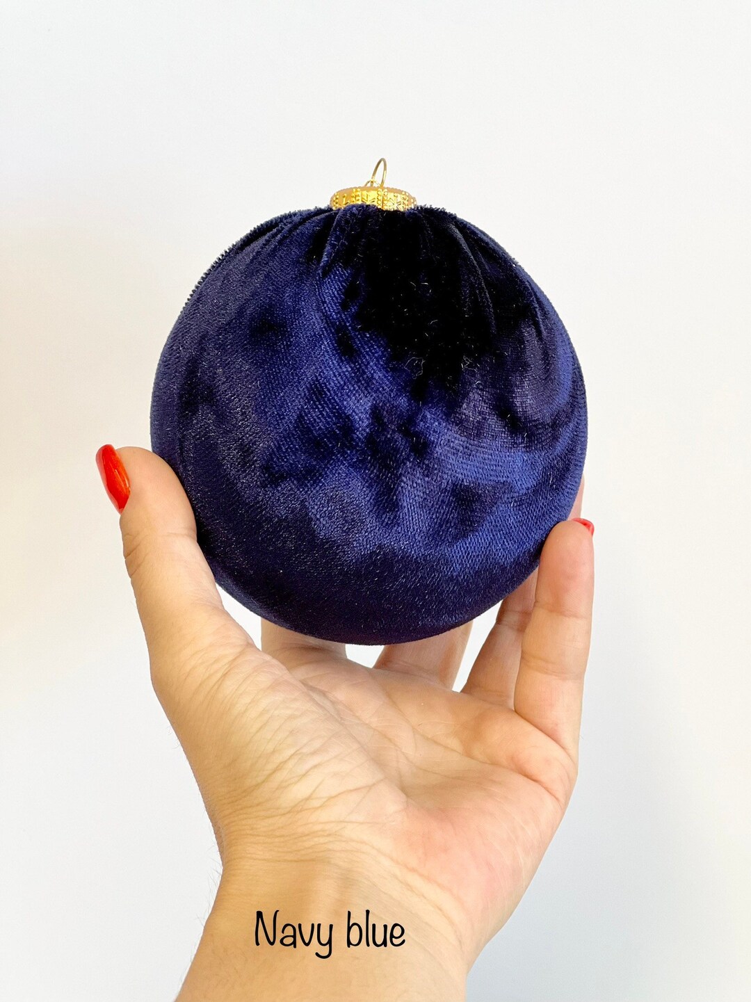 Navy Blue Christmas Ornament, Handmade Velvet Balls, Christmas Ball ...