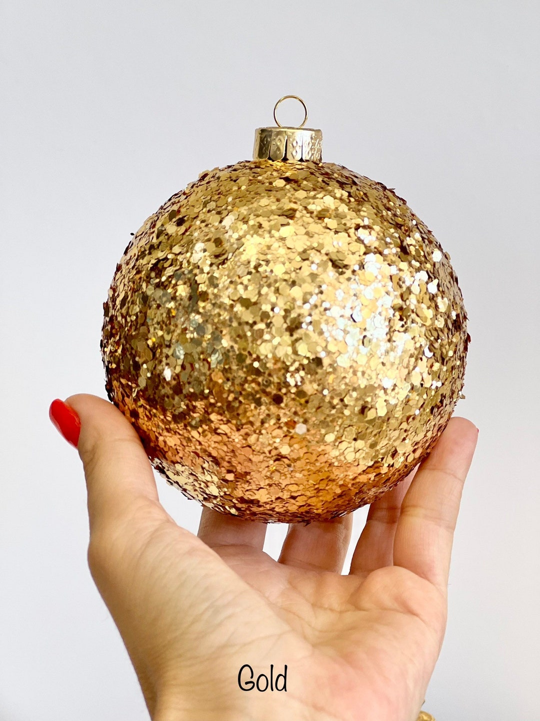 Gold Glitter Christmas Ball Ornament: Custom Handmade Decoration - Etsy