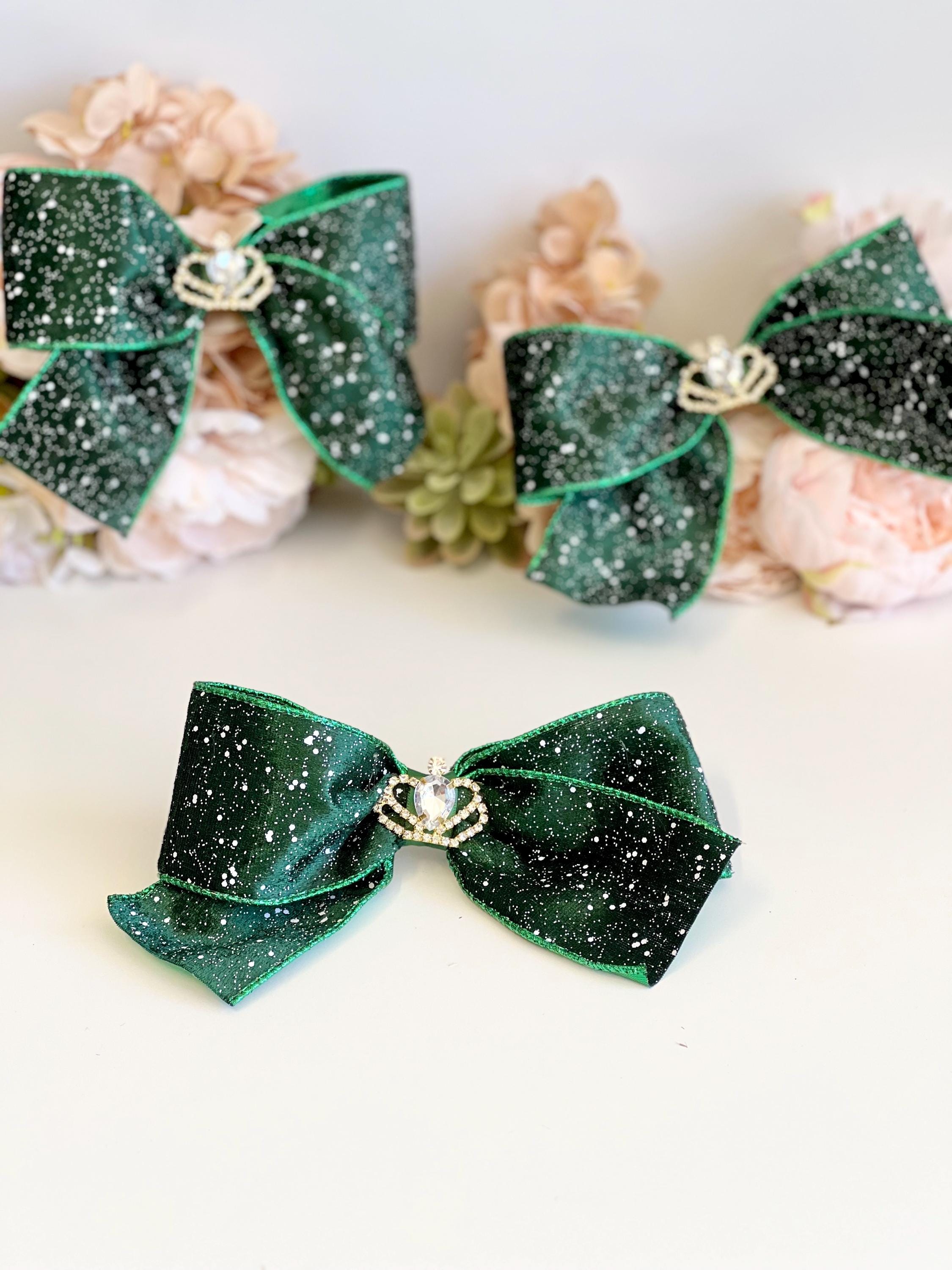 Emerald Green Velvet Christmas Bow With Crown Ornament, Christmas ...