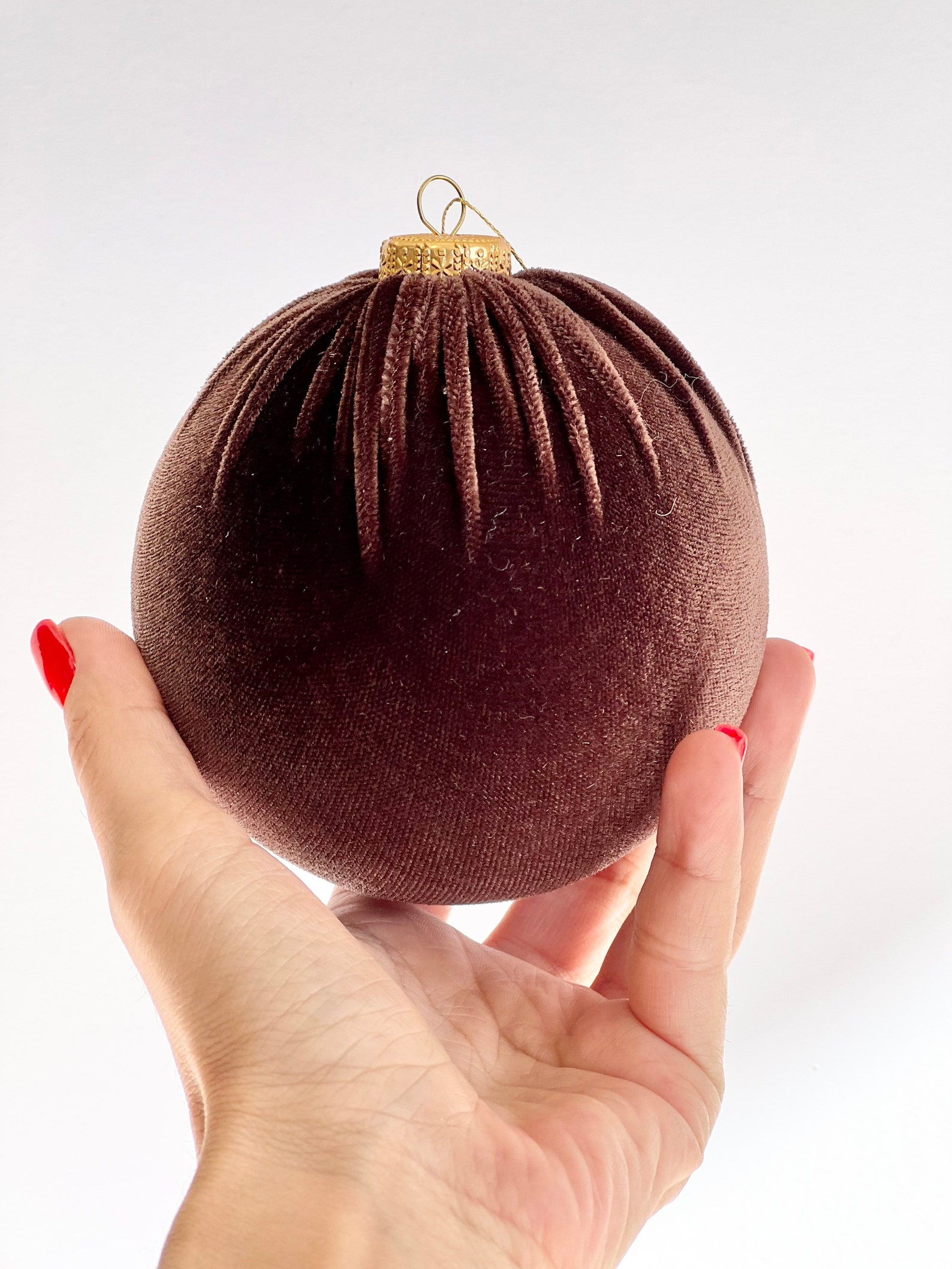 Brown Velvet Christmas Balls: 12-piece Holiday Ornament Set - Etsy