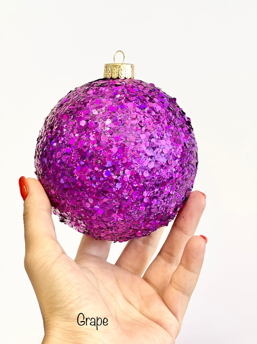 Grape Christmas Ornament, Handmade Glitter Balls, Christmas Ball ...