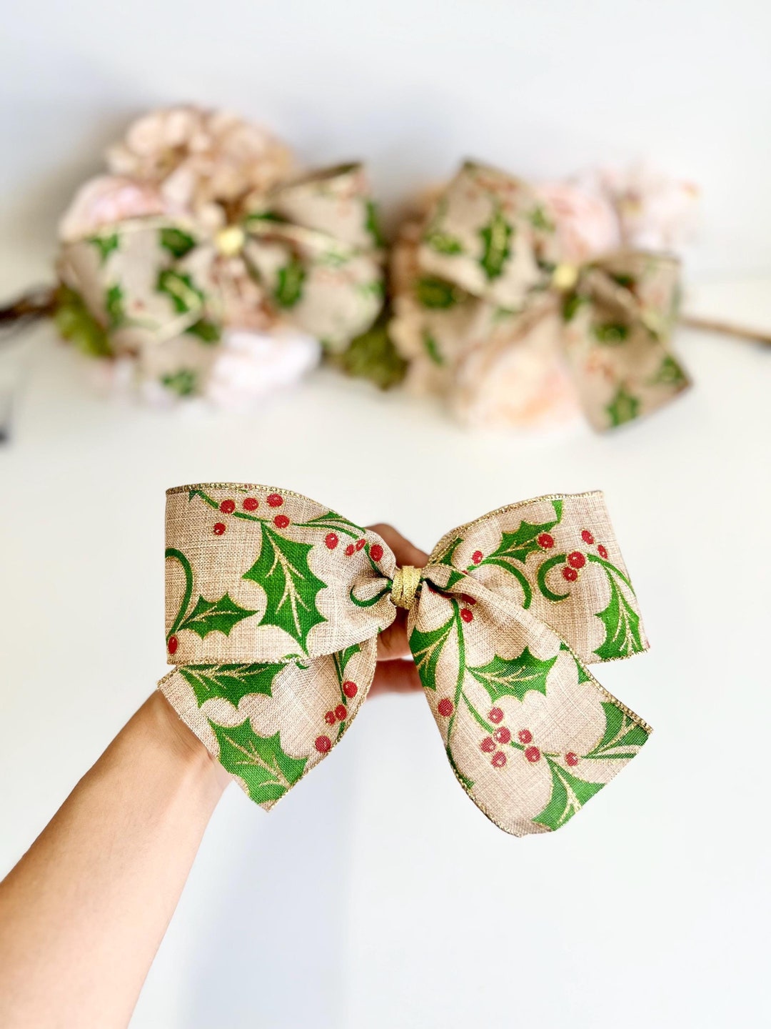 Christmas Ornament Bow, Christmas Wreath Bow, Christmas Head Bow ...