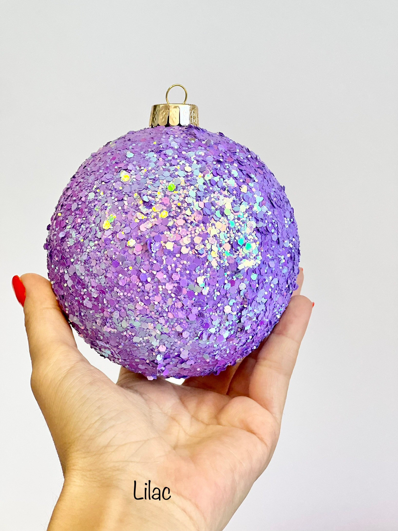 Lilac Christmas Ornament Handmade Glitter Balls Christmas - Etsy
