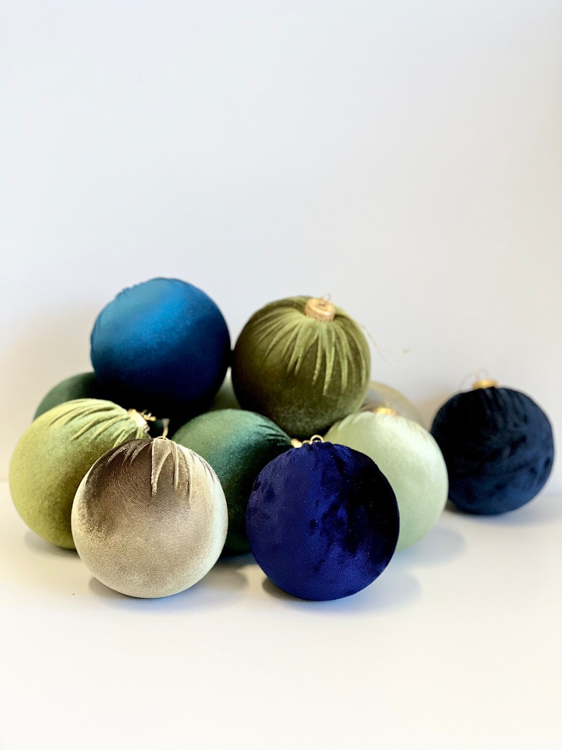 Navy Blue Christmas Ornament Handmade Velvet Balls Christmas - Etsy