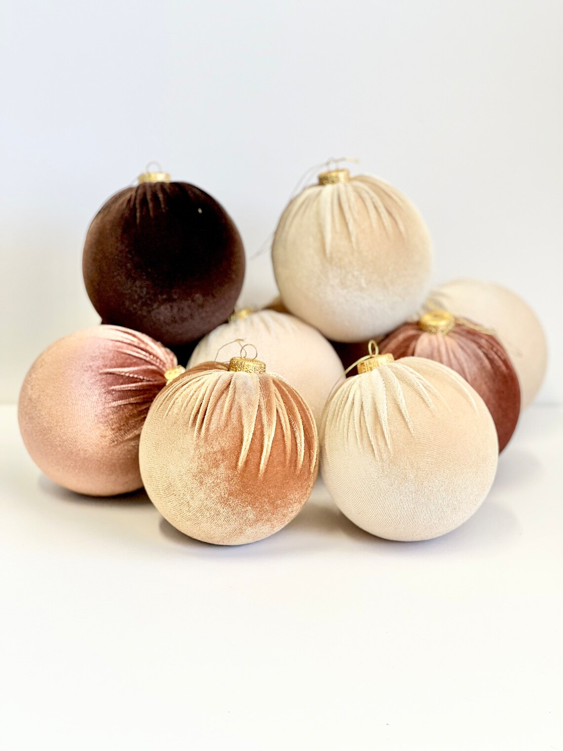 Beige Christmas Ornament Handmade Velvet Balls Christmas - Etsy