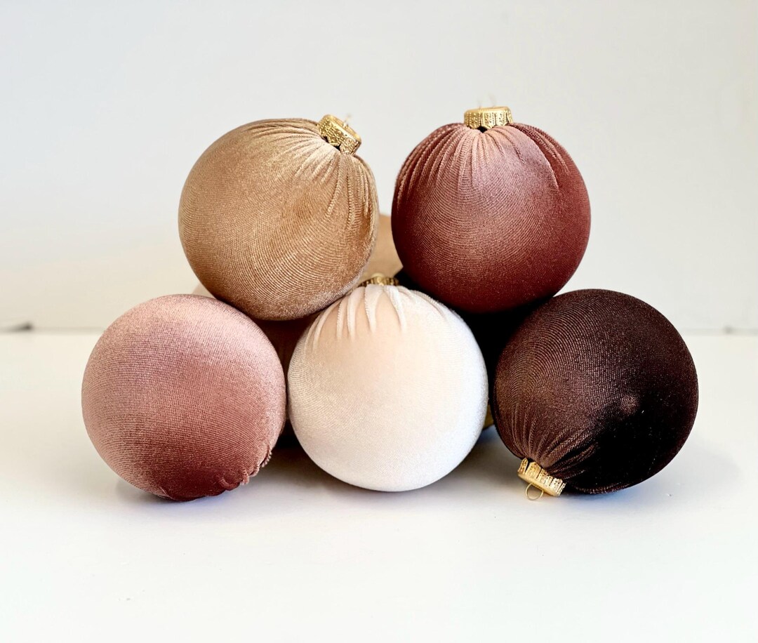 Brown Velvet Christmas Balls: 12-piece Holiday Ornament Set - Etsy