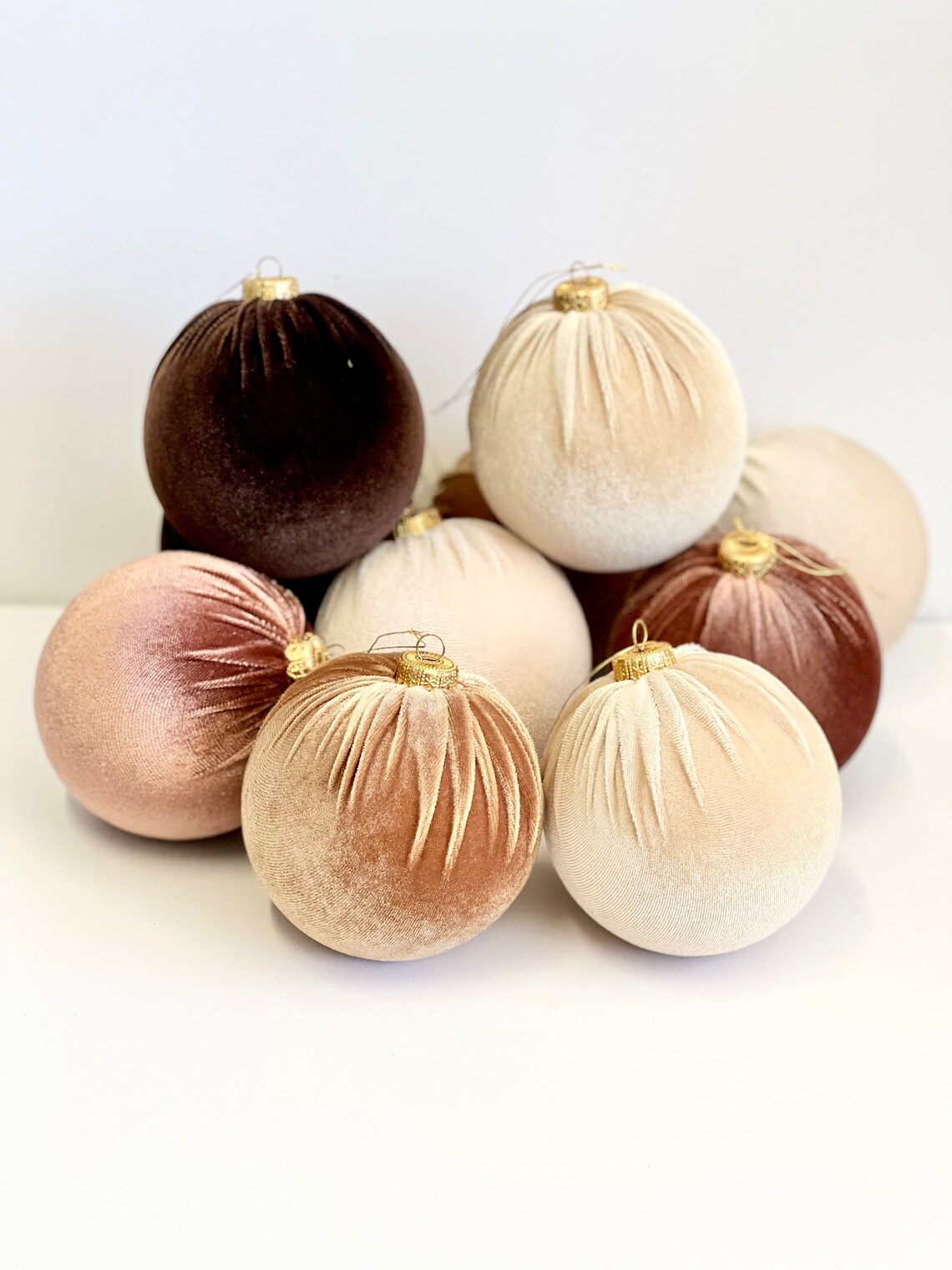 Beige Christmas Ornament Handmade Velvet Balls Christmas - Etsy