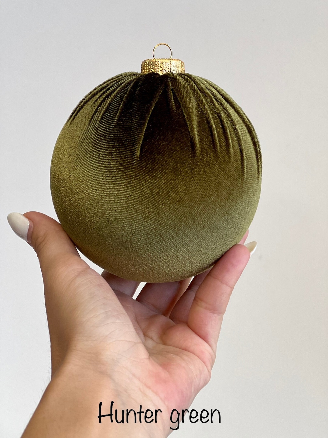Hunter Green Christmas Ornament, Handmade Velvet Balls, Christmas Ball ...