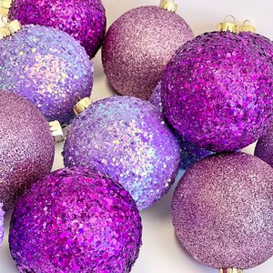 Handmade Lilac Glitter Christmas Ball Ornament - Etsy