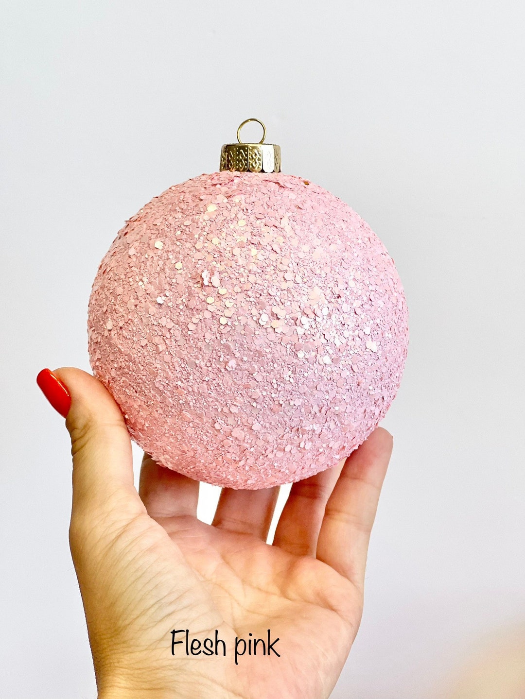 Flesh Pink Christmas Ornament, Christmas Bulbs, Gold Christmas ...
