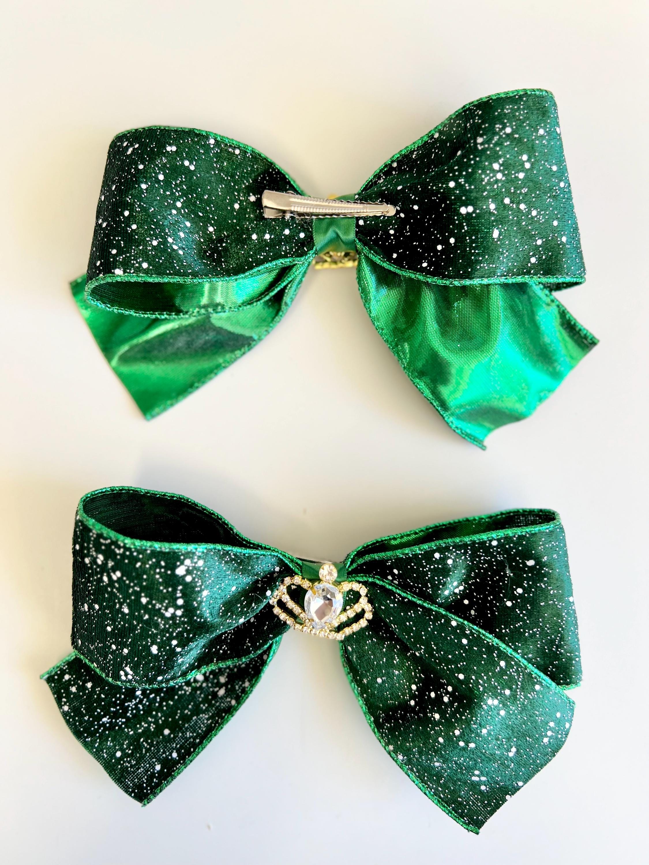 Emerald Green Velvet Christmas Bow With Crown Ornament, Christmas ...