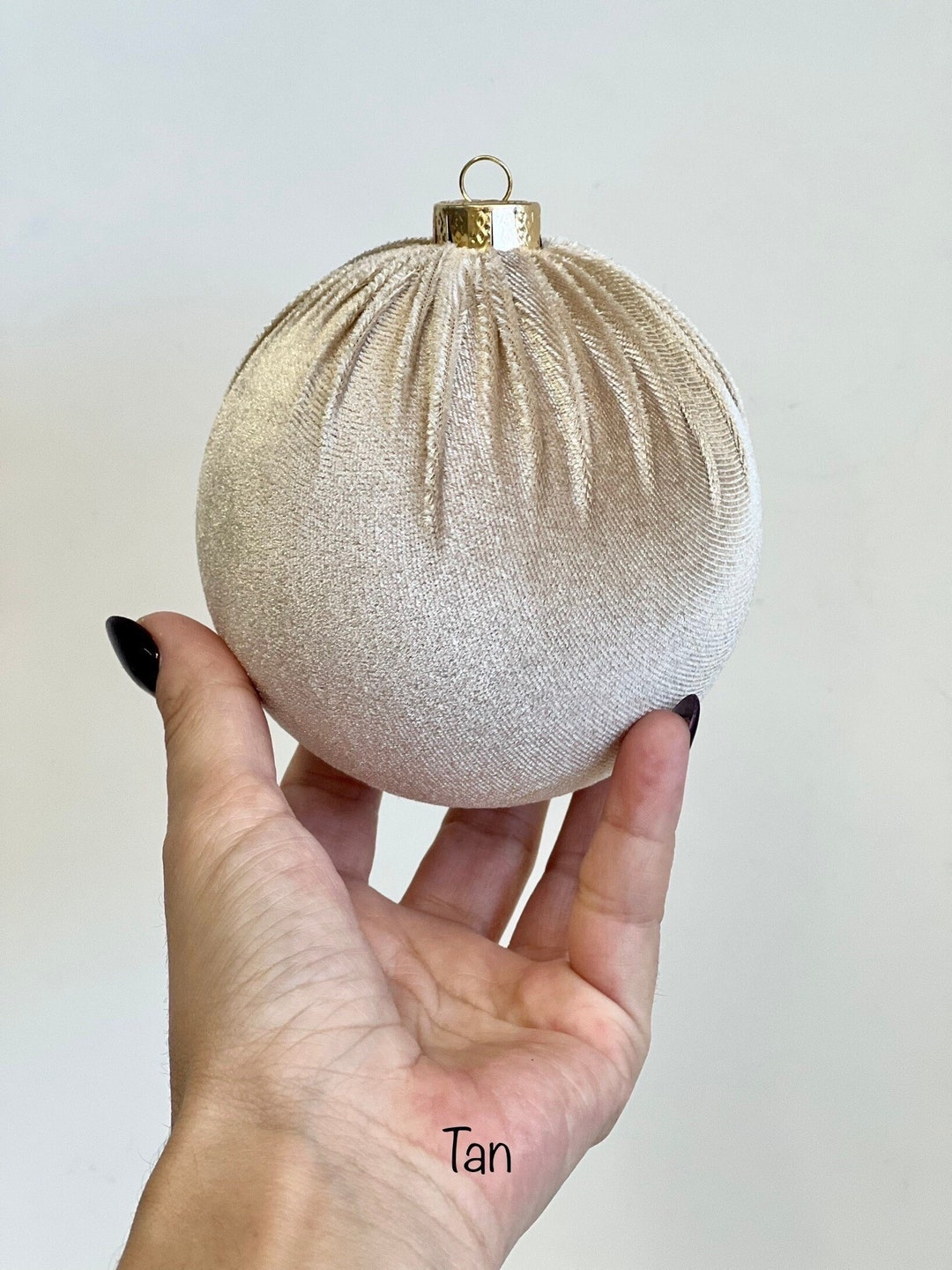 Tan Christmas Ornament, Handmade Velvet Balls, Christmas Ball ...