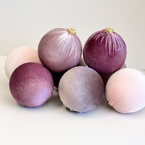 Mauve Blush Christmas Ornament, Handmade Velvet Balls, Christmas Ball ...