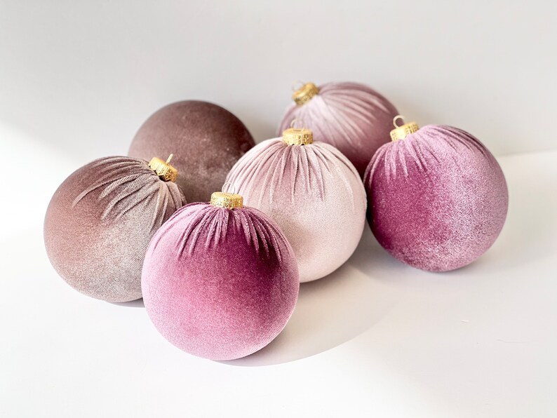 Mauve Blush Christmas Ornament Handmade Velvet Balls - Etsy