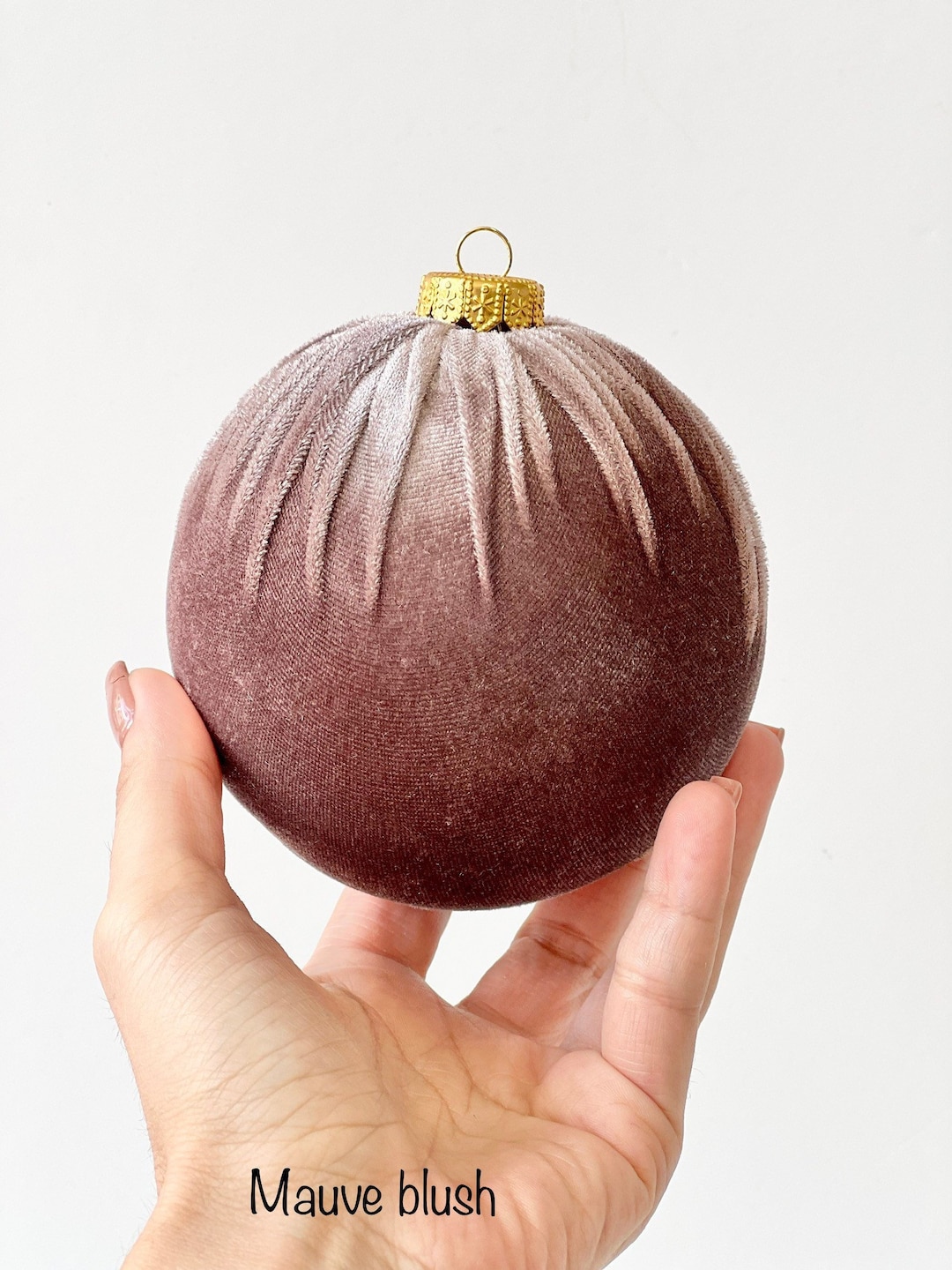Mauve Blush Christmas Ornament, Handmade Velvet Balls, Christmas Ball ...
