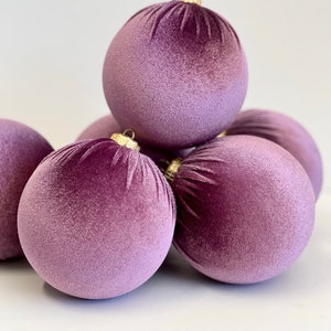 Mauve Blush Christmas Ornament, Handmade Velvet Balls, Christmas Ball ...