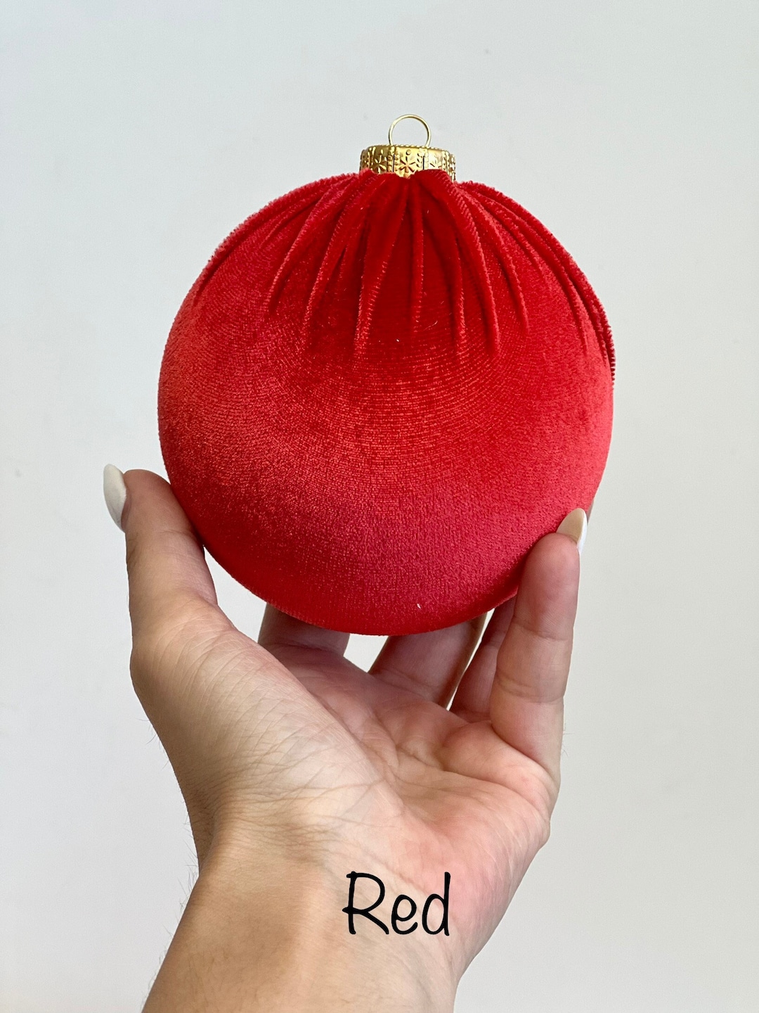 Red Christmas Ornament, Handmade Velvet Balls, Christmas Ball ...