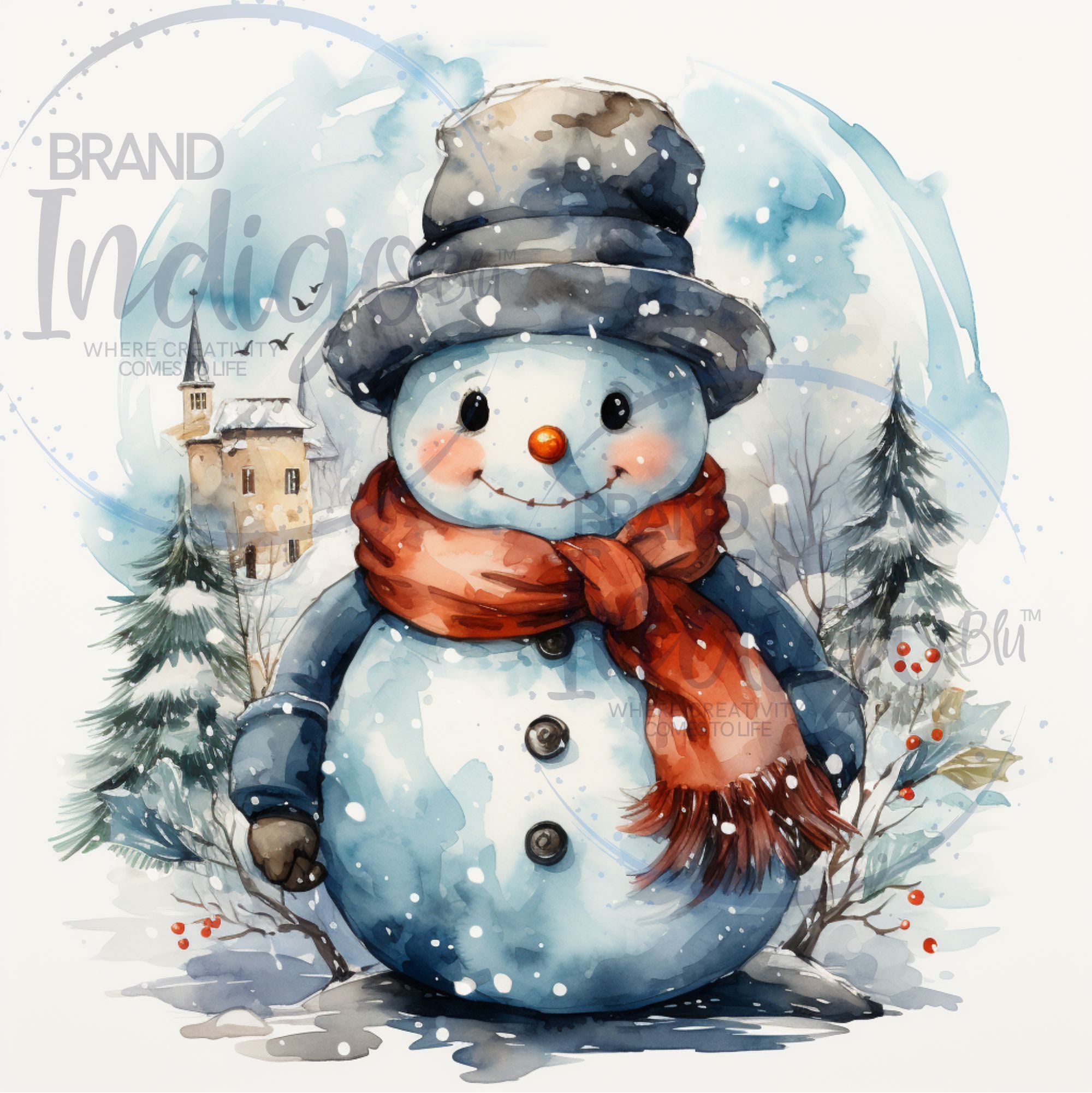 Watercolor Snowman Clipart Bundle: 26 PNG Images, Holiday Graphics ...