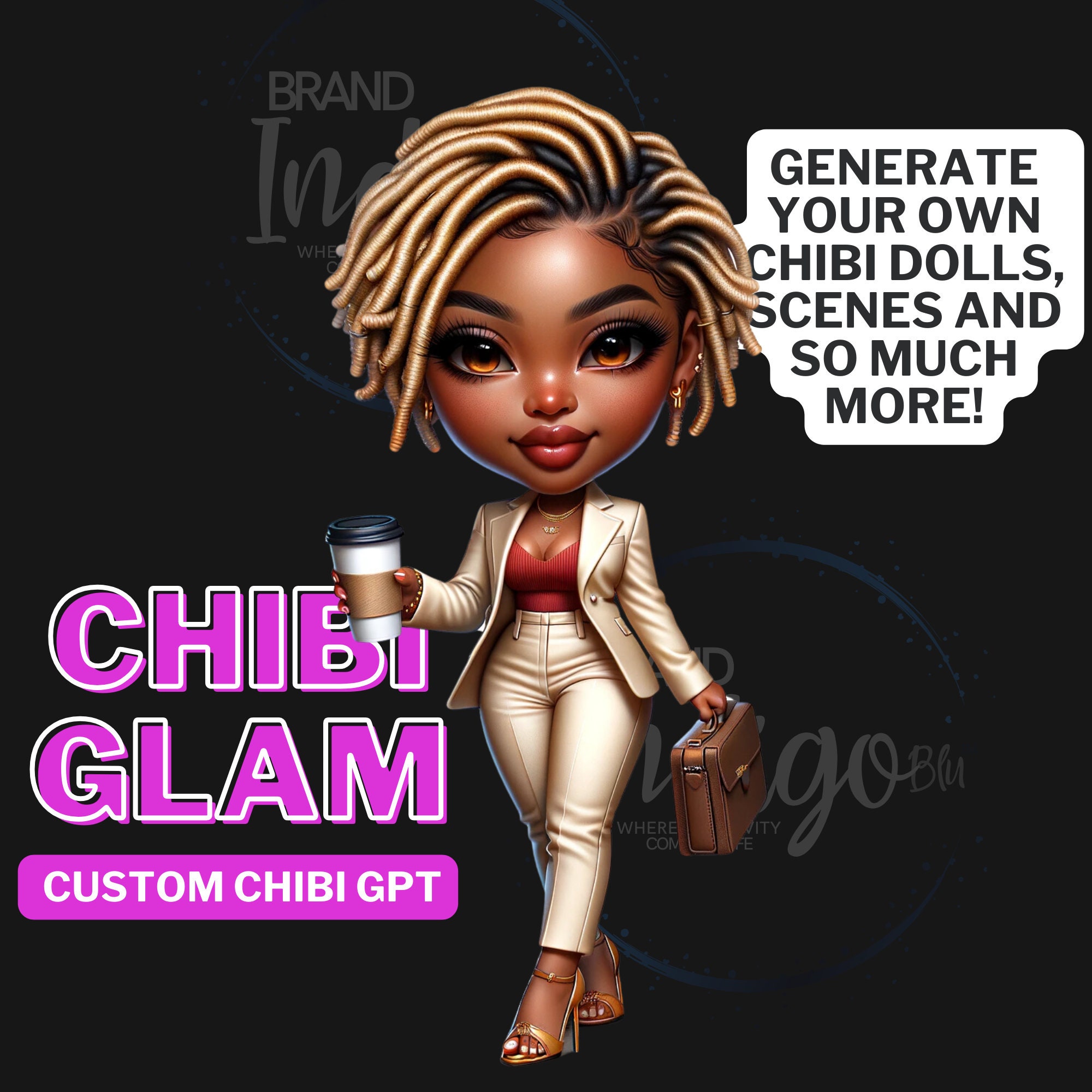 Chibi Style African American Woman PNG Collection Fashionable, Chibi ...