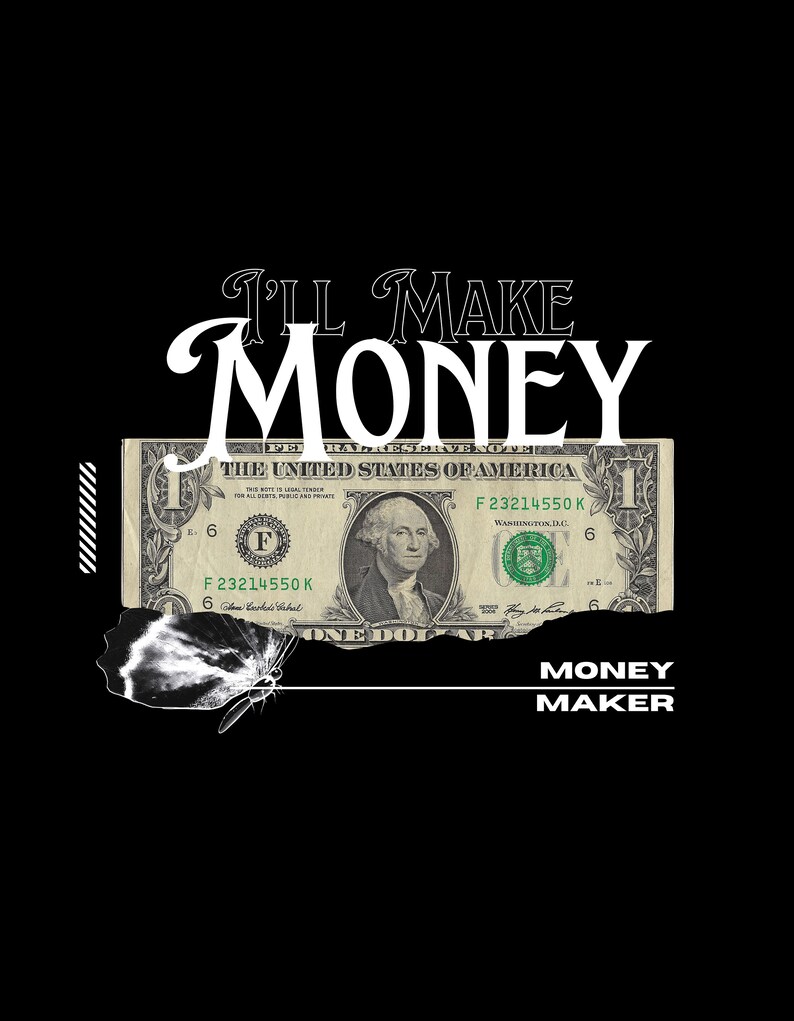 Black Vintage Money T-shirt SVG, PNG, PDF, Money Maker Svg, Money Svg ...