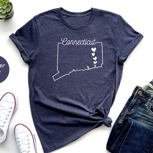 Connecticut Map Shirt, Connecticut State T-shirt, Connecticut Heart ...