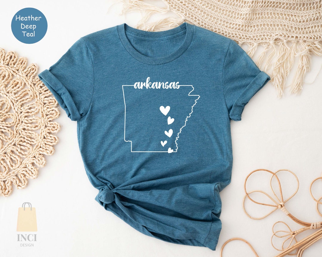 Arkansas State Map Shirt, Arkansas T-shirt, Arkansas Heart Shirt ...