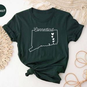 Connecticut Map Shirt, Connecticut State T-shirt, Connecticut Heart ...
