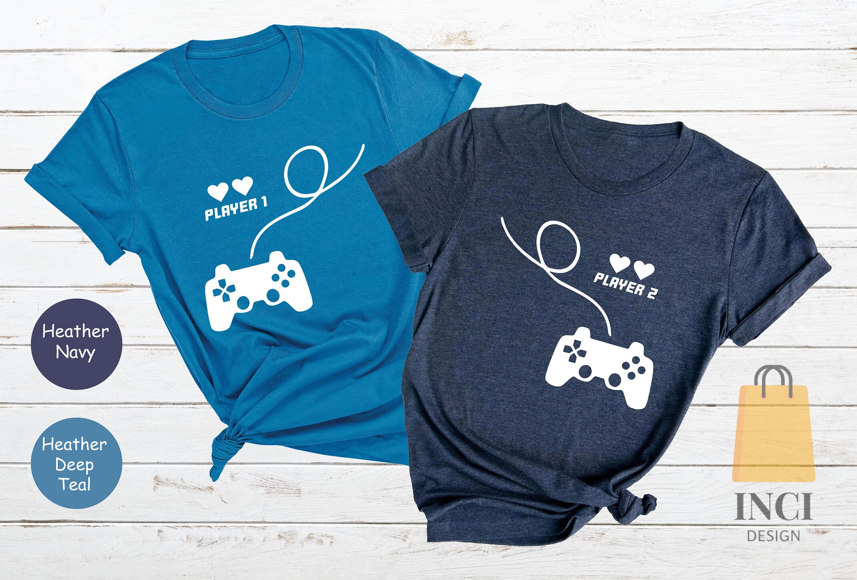 Player 1 Player 2 T-shirt, Couple Matching Shirts, Valentines Day Shirt ...