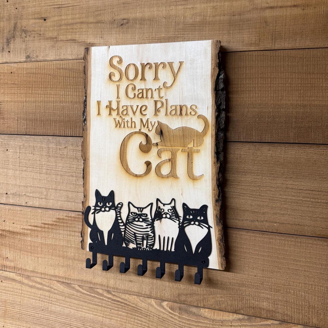 Custom Cat Key Holder Entryway Organizer Wall Mounted Leash Holder ...