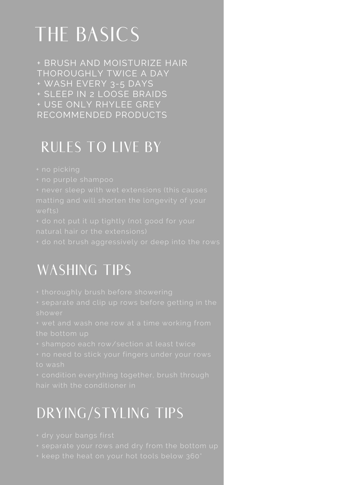 Hair Extensions Aftercare Card Template, Editable Minimalist Care Card ...