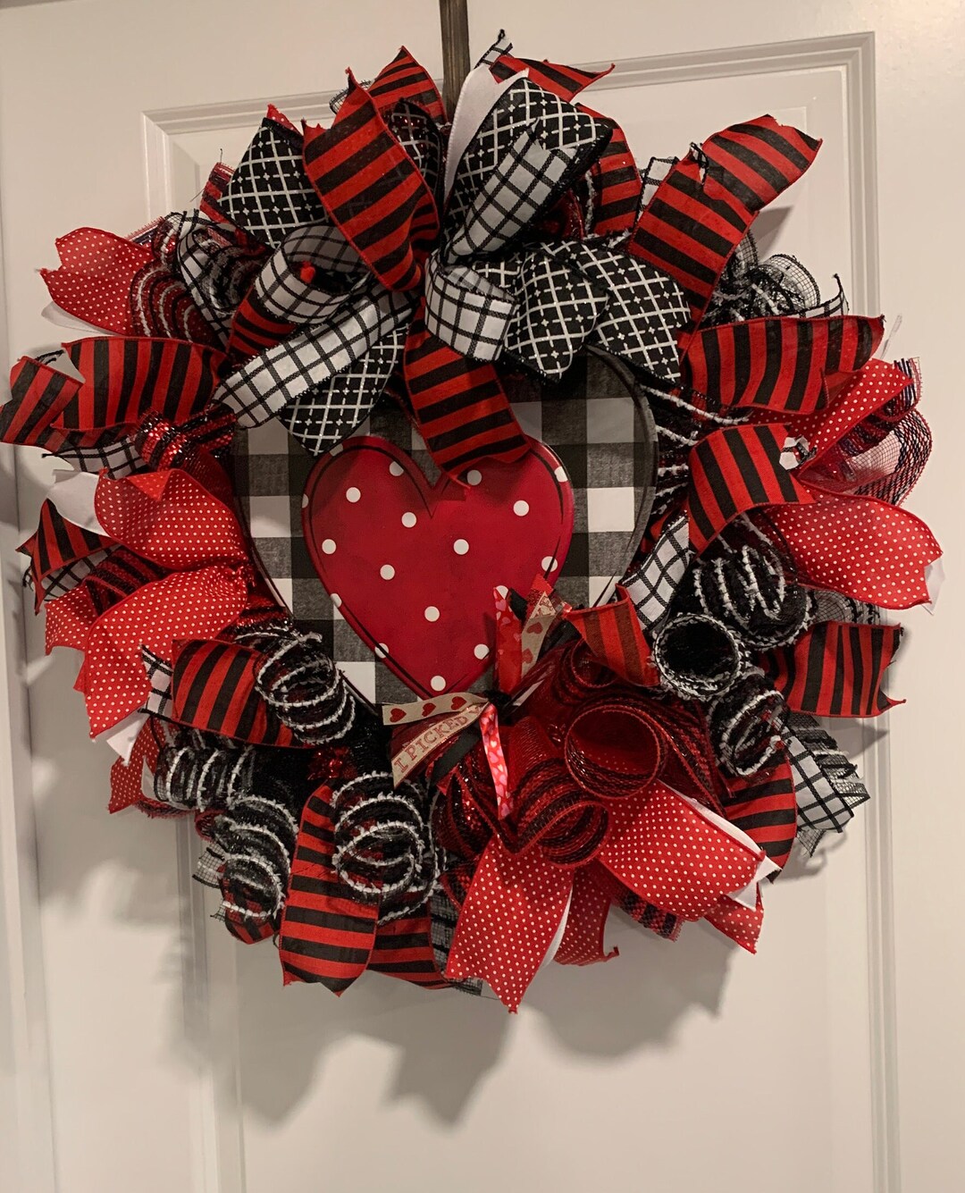 Sold.valentines Day Deco Mesh Wreath.valentine Sign Red Poka Dots ...