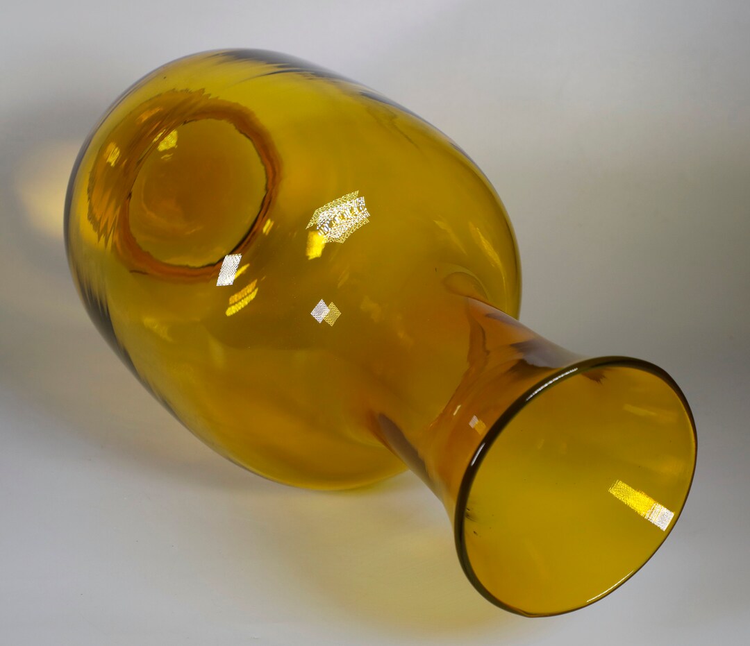 Vtg Tiara Glassware- Yellow/amber 16.5" Optic Vase From 1981! - Etsy