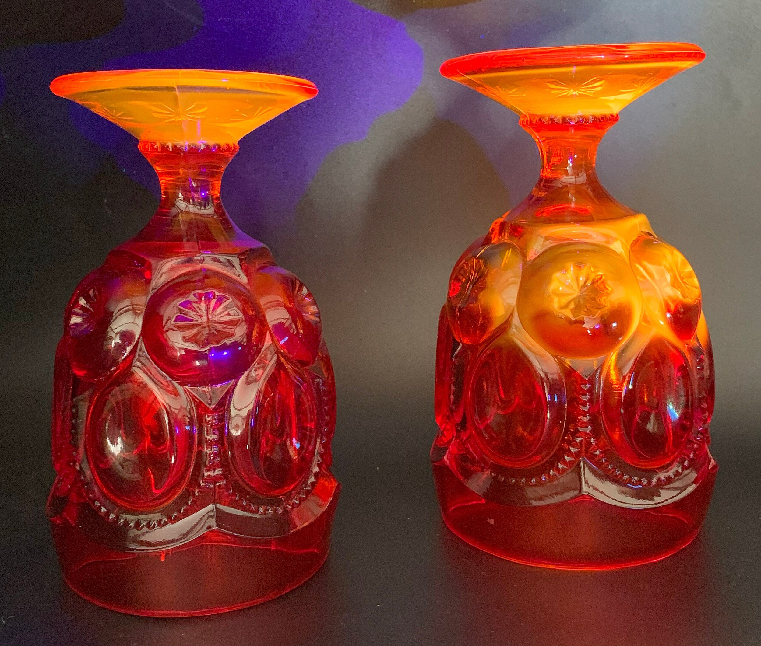 VTG Moon and Stars Amberina Pitcher & Goblets - Etsy