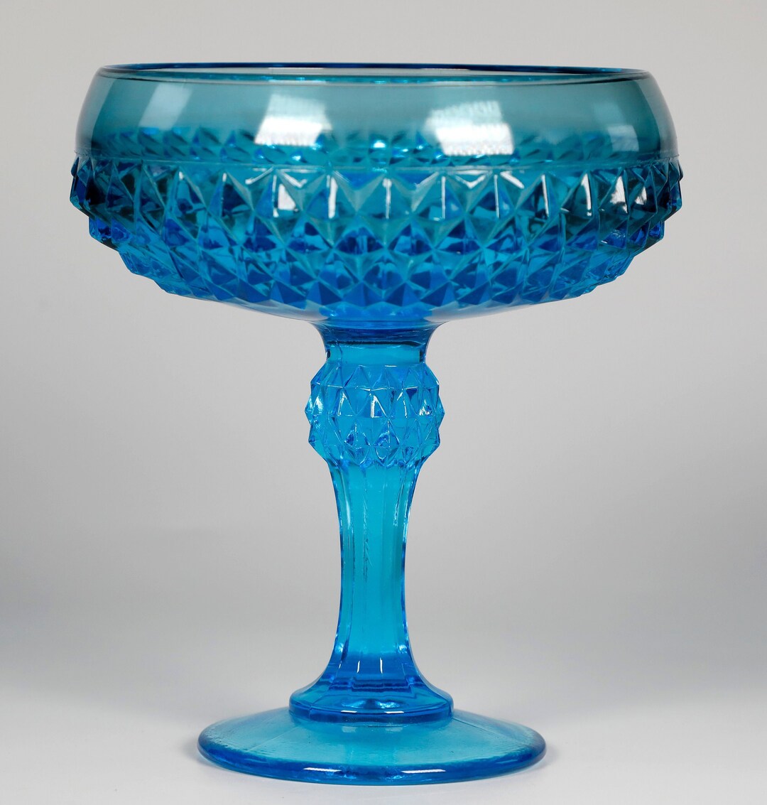 Vtg Indiana Glass Diamond Point Compote - Etsy