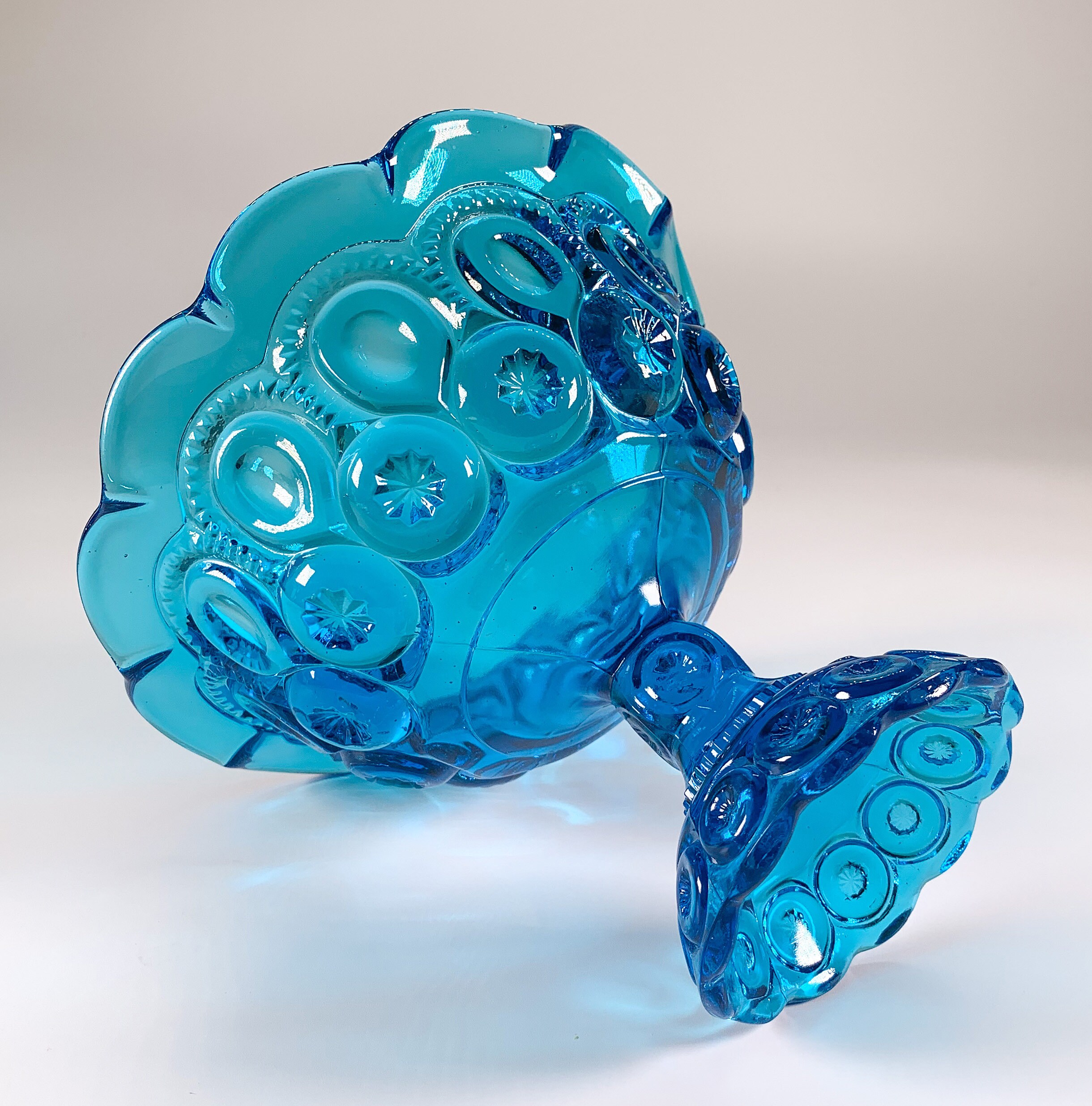 Vintage Moon and Stars Blue Ruffle Edge Compote - Etsy