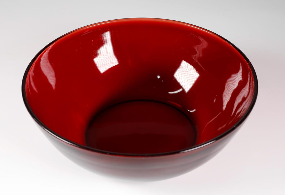 Vintage Ruby Red Glass Bowl - Etsy