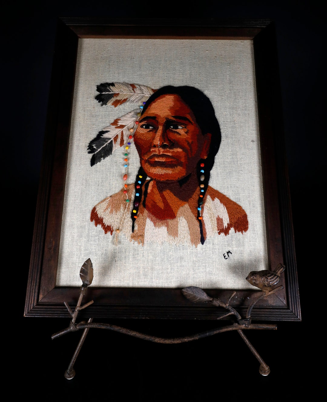 Vintage Hand Embroidery Native American With Bead Work (needlework ...