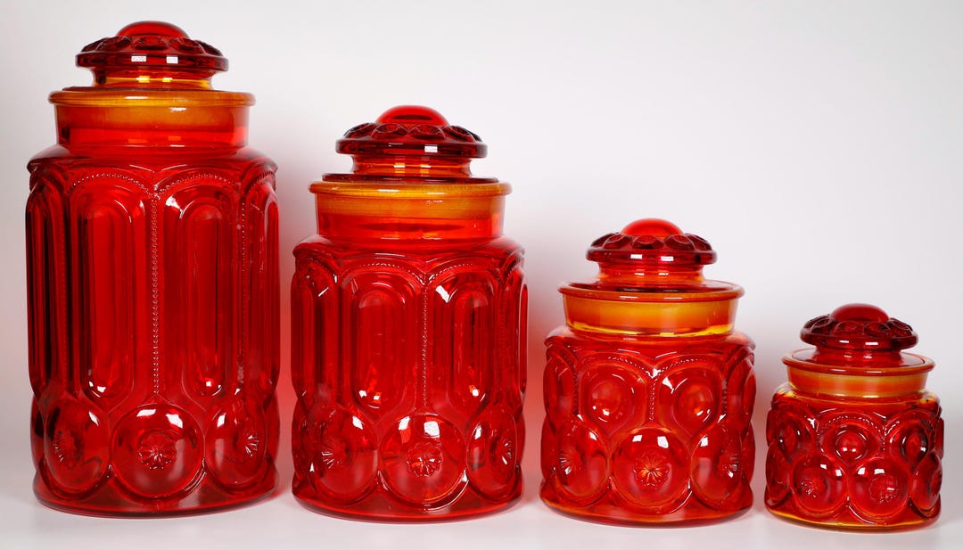 Vintage Moon & Star Amberina Canister Set of 4 - Etsy